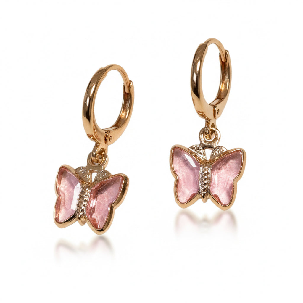 EARRING HOOPS PINK BUTTERFLY FOR KIDS – MiDeSimone